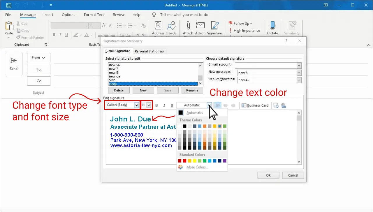 how do i change my signature color